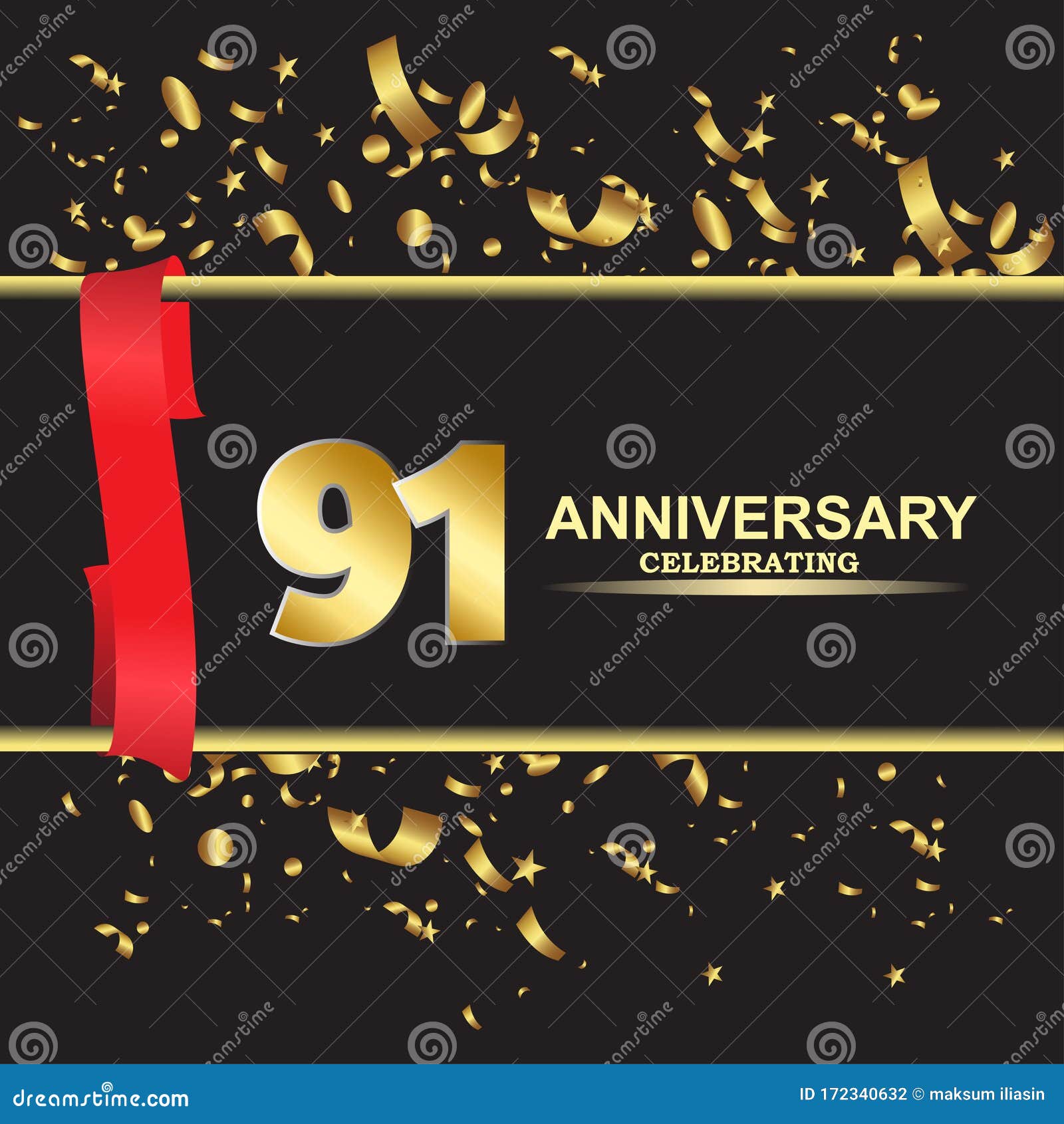 91 Year Anniversary Vector Template Design Illustration Stock ...