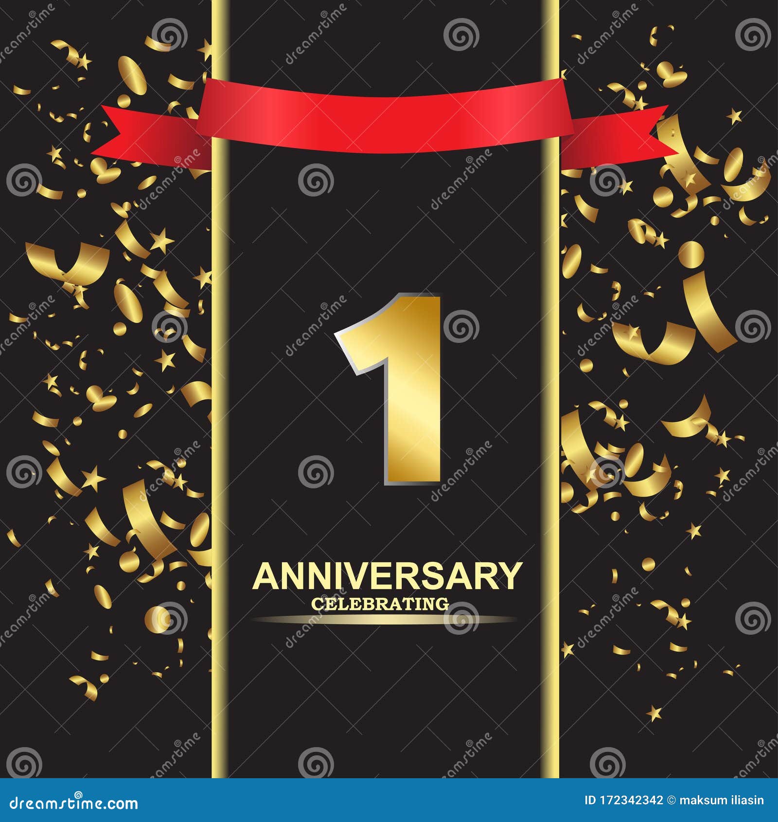 1 Year Anniversary Vector Template Design Illustration Stock Vector ...