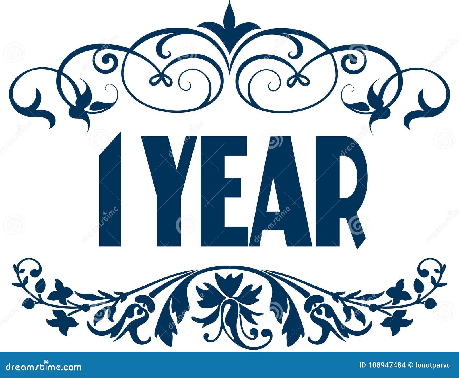 1 YEAR blue text frames. stock illustration. Illustration of icon ...