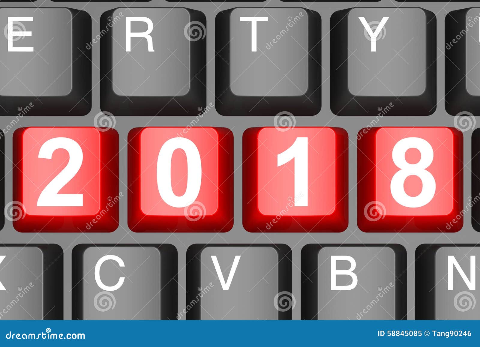 Year 2018 Button on Modern Computer Keyboard Stock Illustration ...