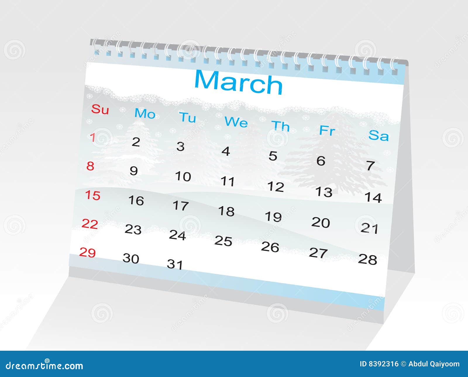 Year Calendar Showing the Month of March Stock Illustration ...