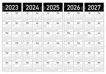 2023-2027 Year Calendar stock vector. Illustration of 2024 - 263215371