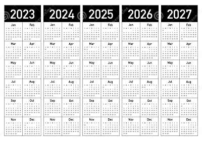 2023-2027 Year Calendar stock vector. Illustration of 2024 - 263215371