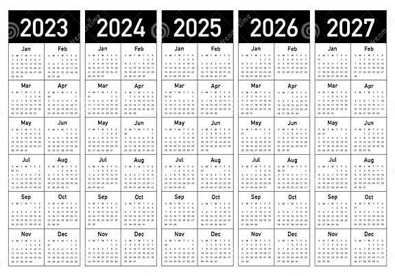 2023-2027 Year Calendar stock vector. Illustration of 2024 - 263215371