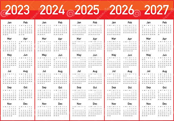2023-2027 Year Calendar stock vector. Illustration of simple - 263215379