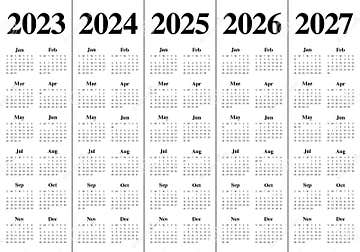 2023-2027 Year Calendar stock vector. Illustration of design - 263215395