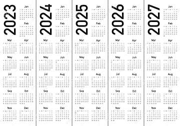2023-2027 Year Calendar stock vector. Illustration of template - 263215403