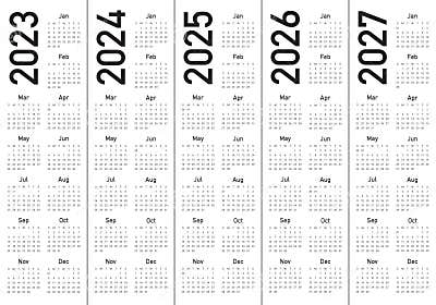 2023-2027 Year Calendar stock vector. Illustration of template - 263215403