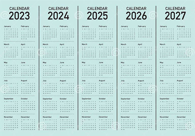 2023-2027 Year Calendar stock vector. Illustration of design - 263215410