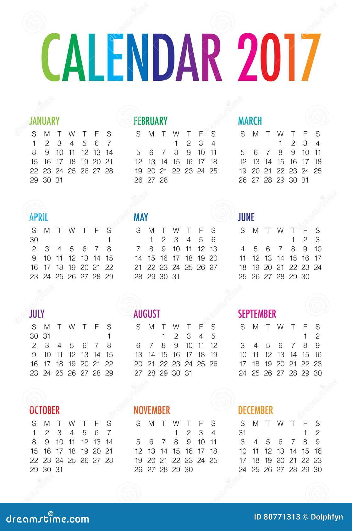 Year 2017 Calendar Vector Design Template Stock Vector - Illustration ...