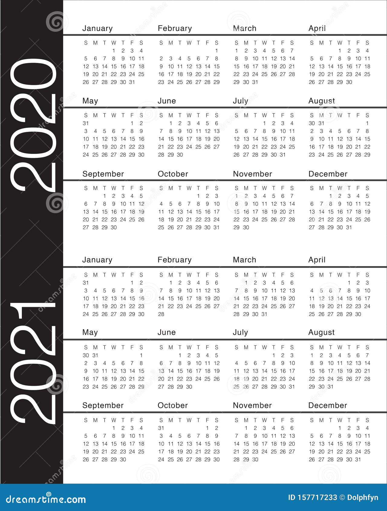 Year 2020 2021 Calendar Vector Design Template Stock Vector ...