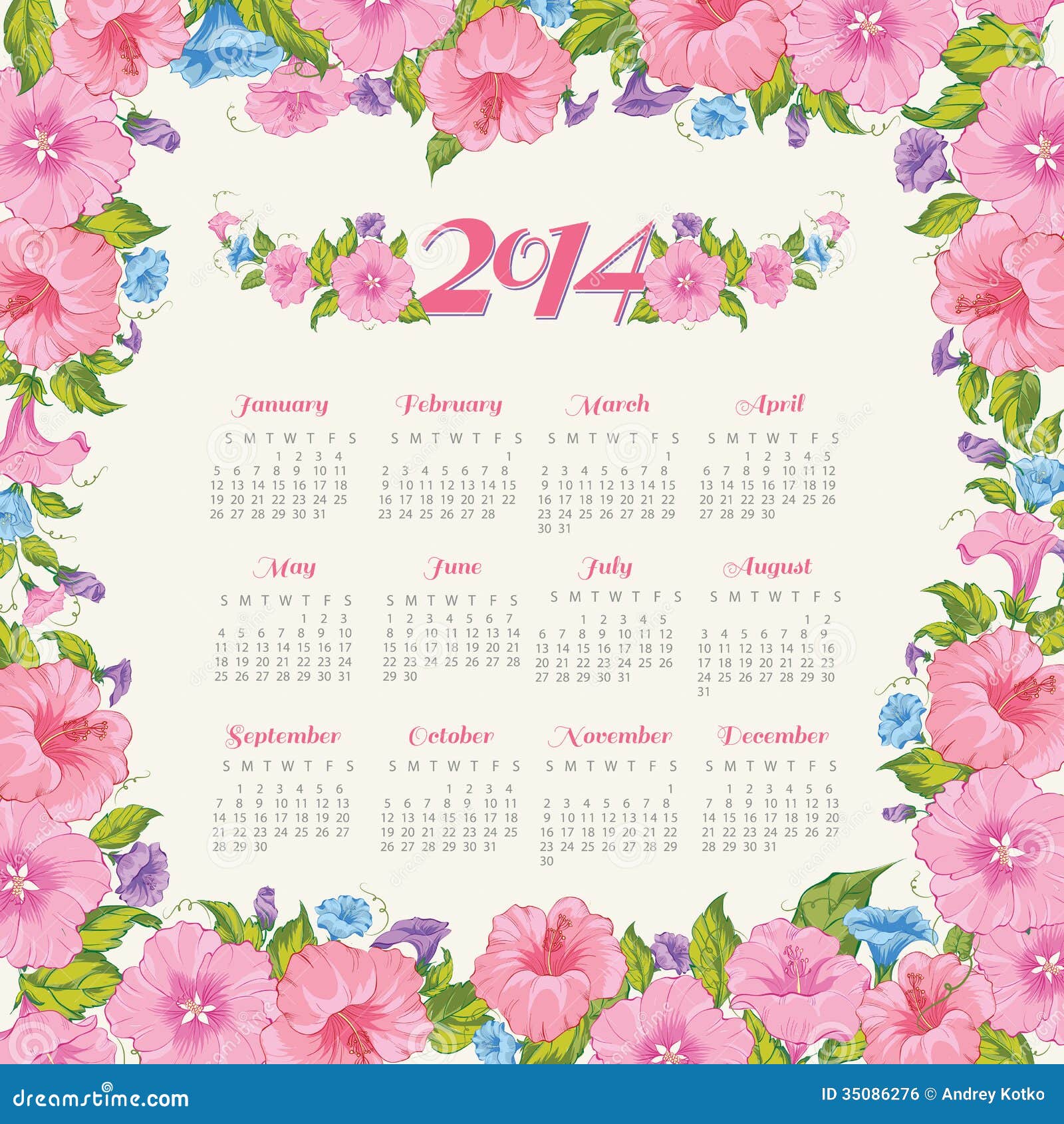 Year calendar. stock vector. Illustration of beauty, month - 35086276