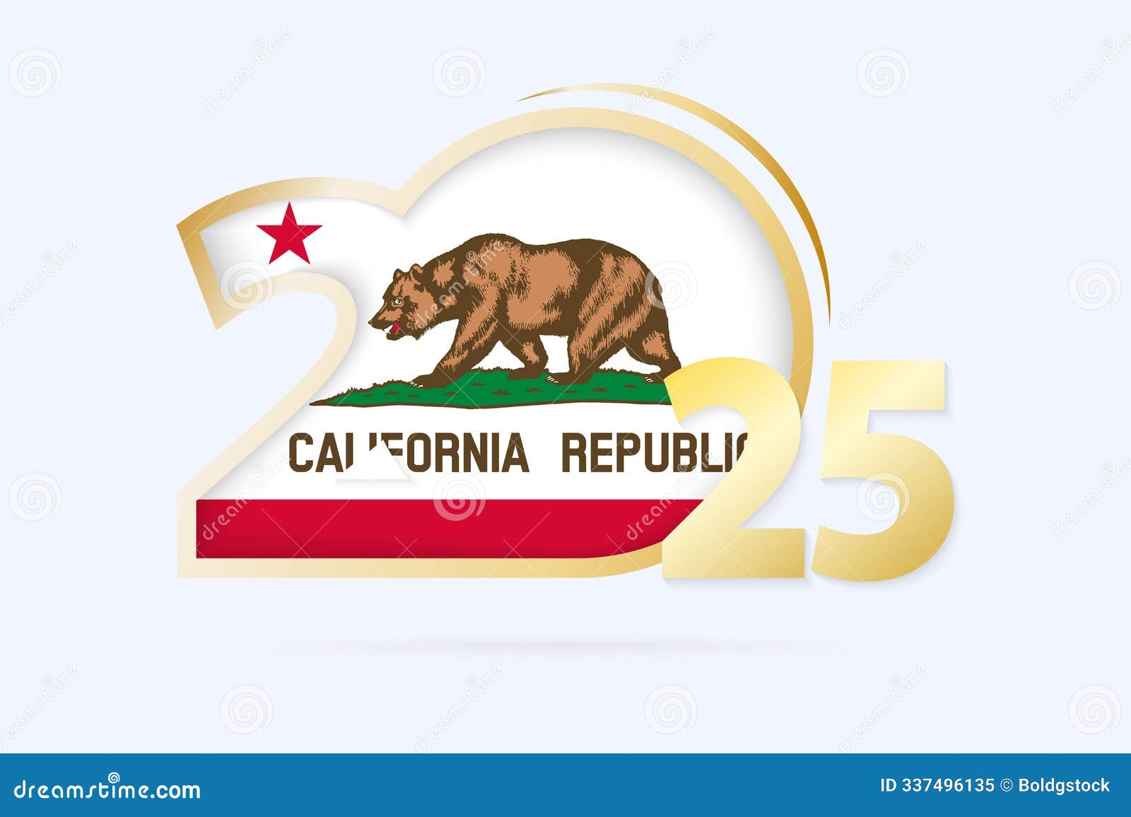 Year 2025 with California Flag Pattern Stock Vector - Illustration of ...