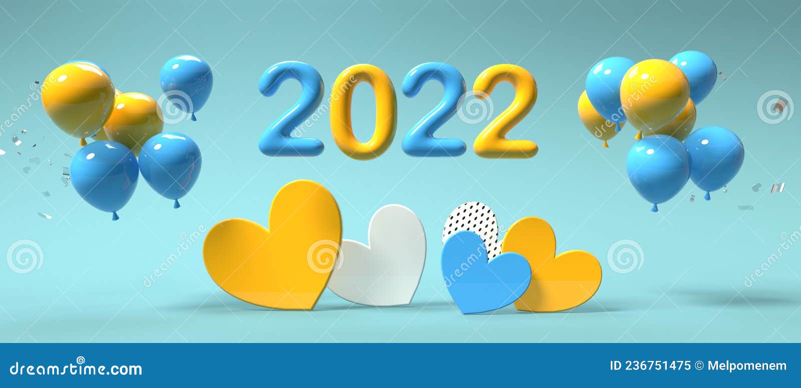 Year 2022 Celebration Theme with Hearts with Balloons Stock ...