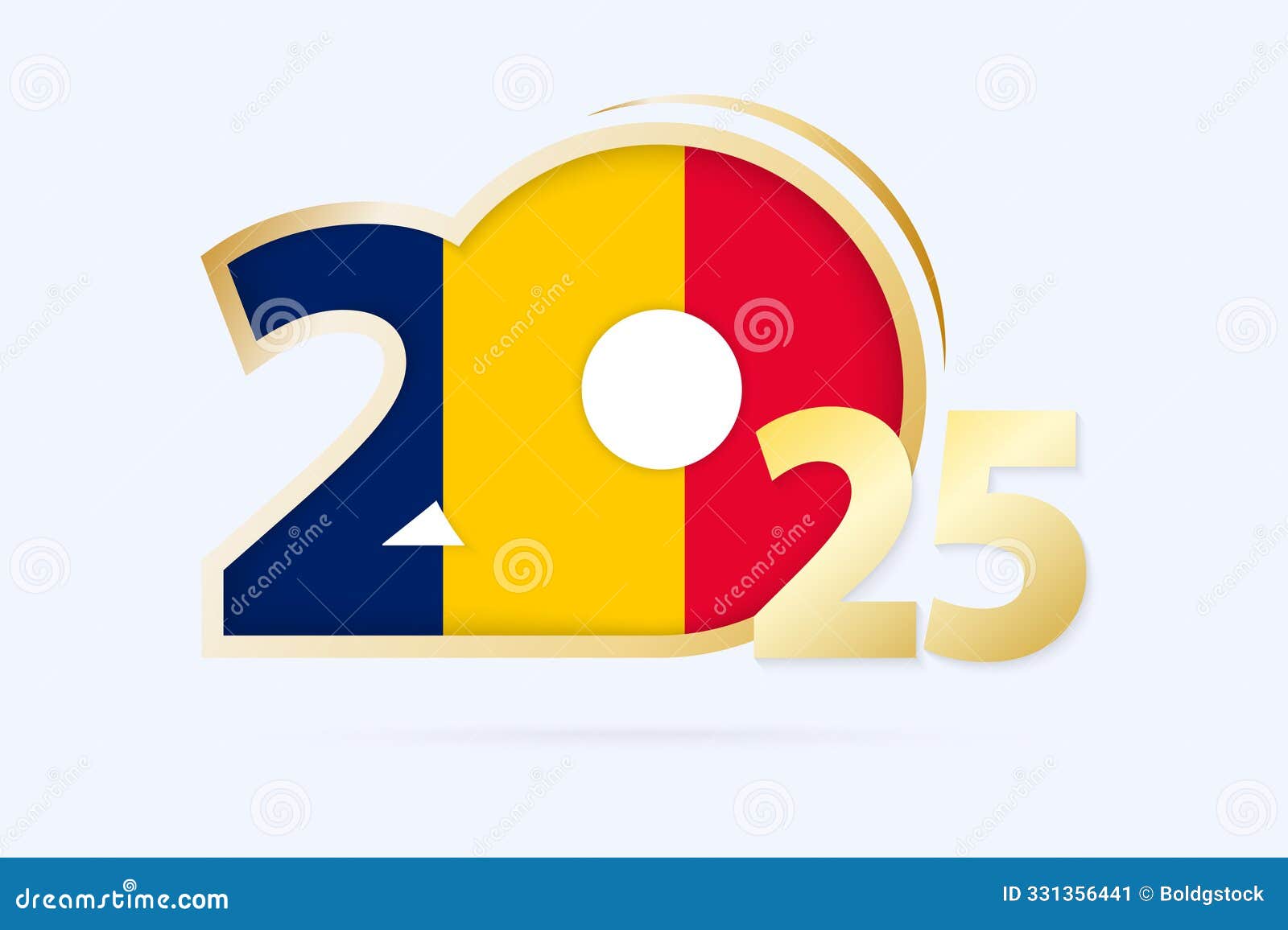 Year 2025 with Chad Flag Pattern Stock Illustration - Illustration of ...