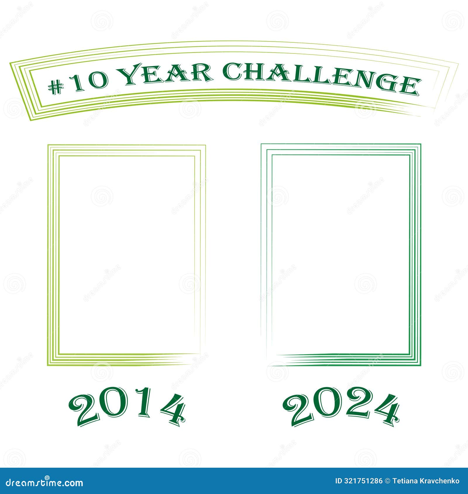 10 Year Challenge Frames Vector. 2014 Vs 2024 Comparison. Time ...