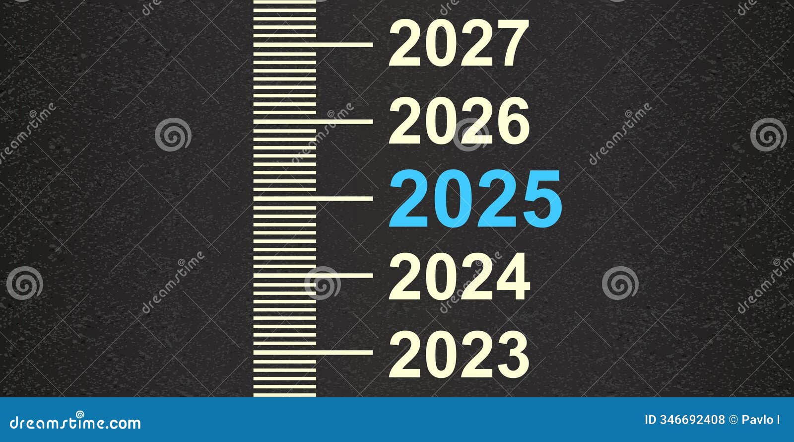 Year Change Scale, New Year 2025, Timeline Stock Illustration ...