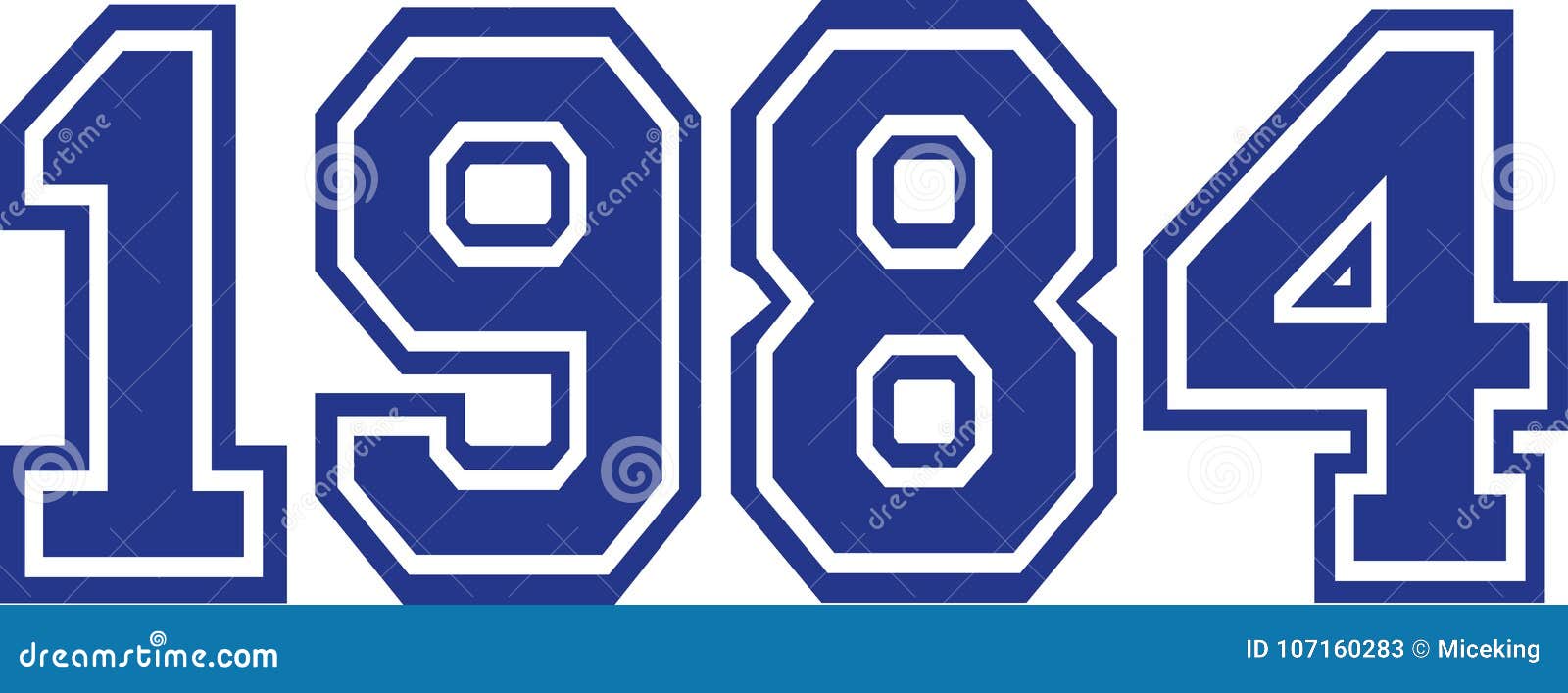 1984 Year college font stock vector. Illustration of figure - 107160283