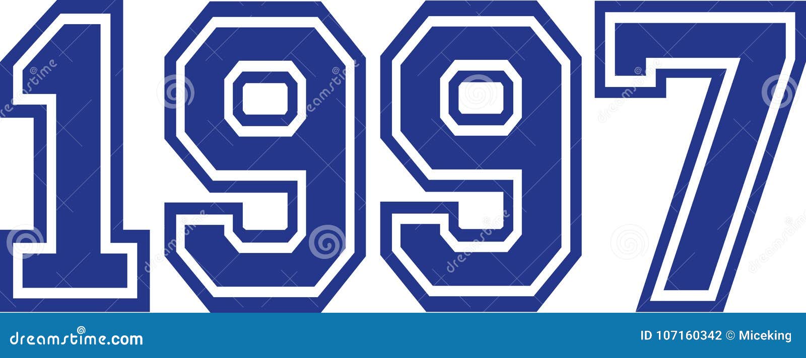 1997 Year college font stock vector. Illustration of typography - 107160342