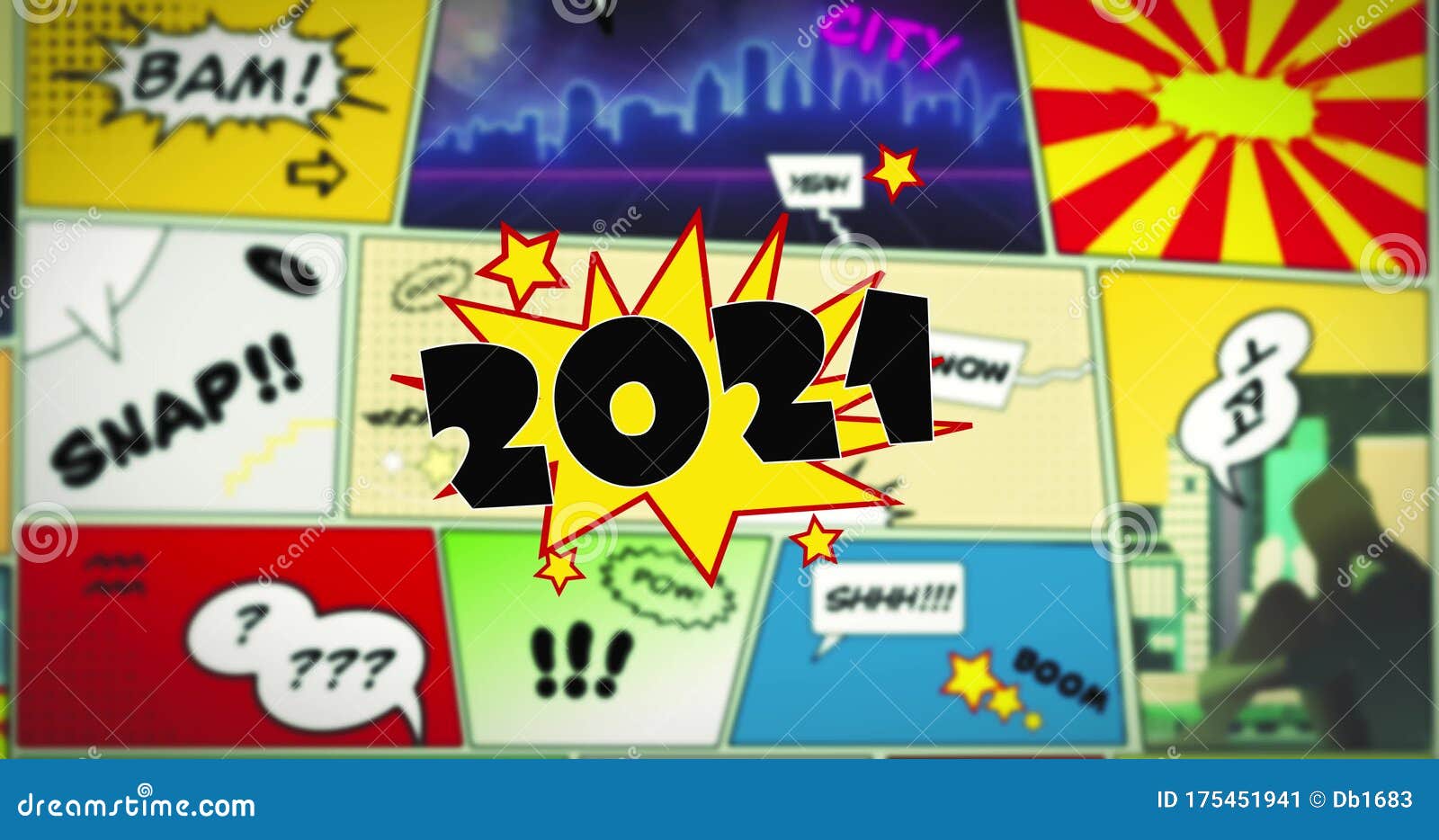 Year 2021 Comic-Strip. YEAR TWENTY TWENTY-ONE Speech Bubble Text in the ...