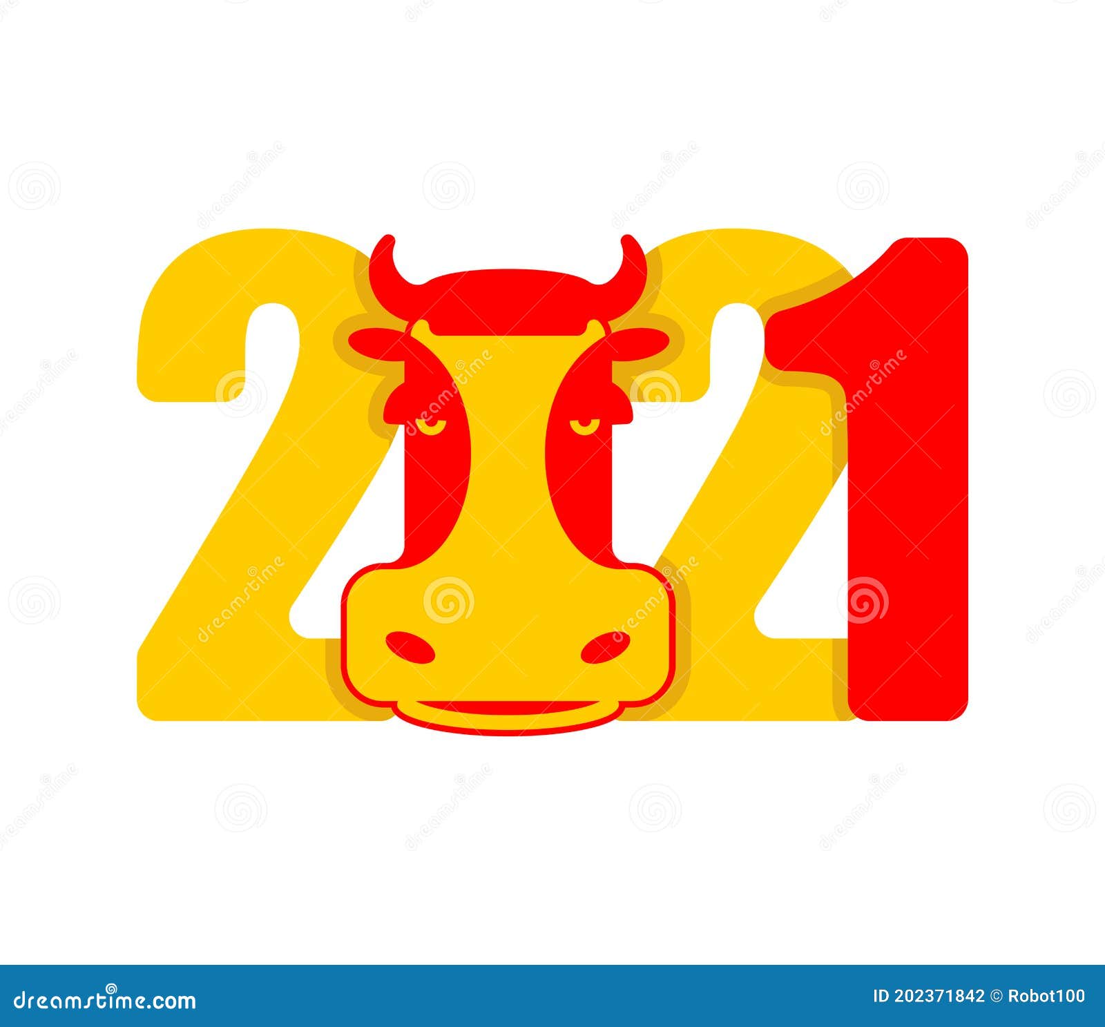2021 Year of Cow. Symbol of Year Lettering Cow and Numbers Stock Vector ...