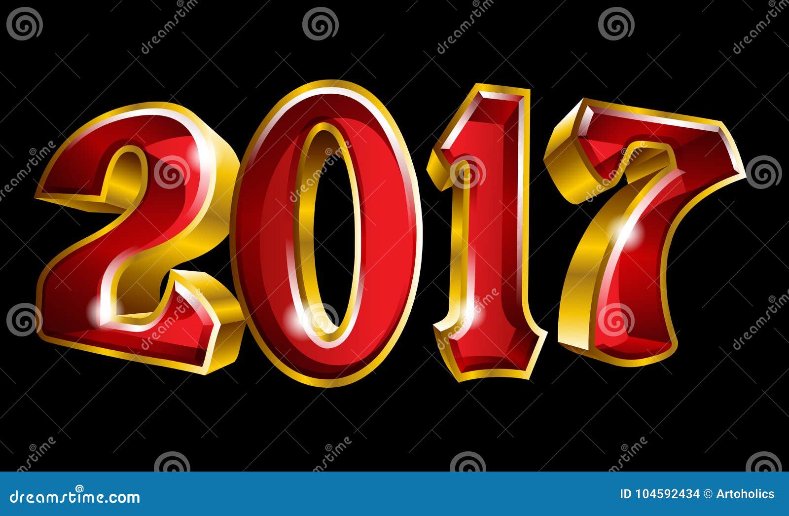 Year 2017 3D Like Vector Gold Text Design Stock Vector - Illustration ...