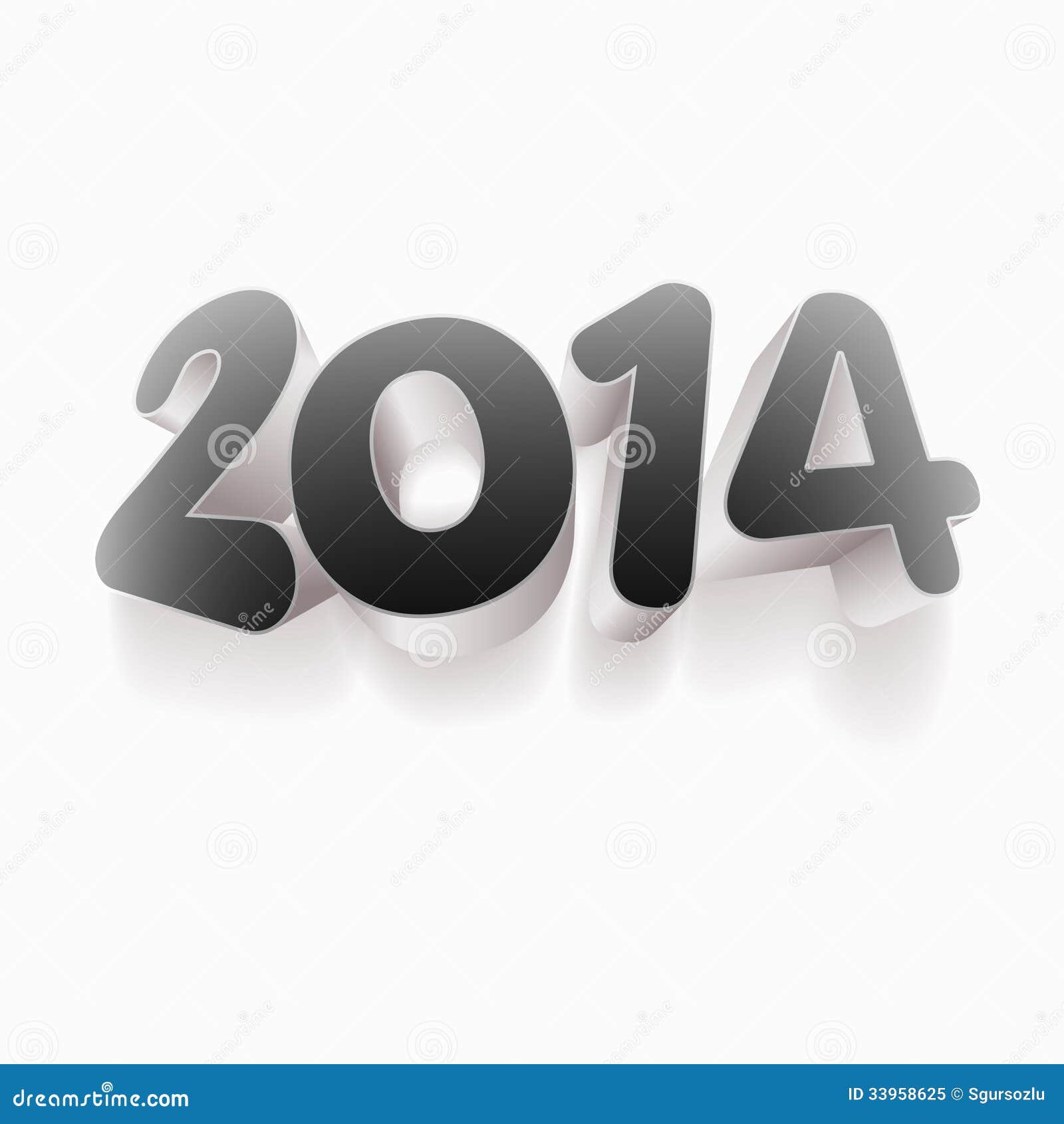 Year 2014 3D stock vector. Illustration of modern, design - 33958625