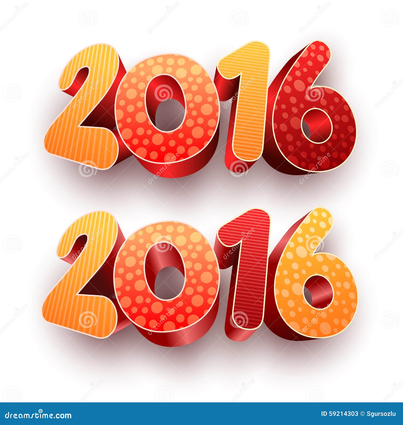 Year 2016 3d stock vector. Illustration of color, greetings - 59214303