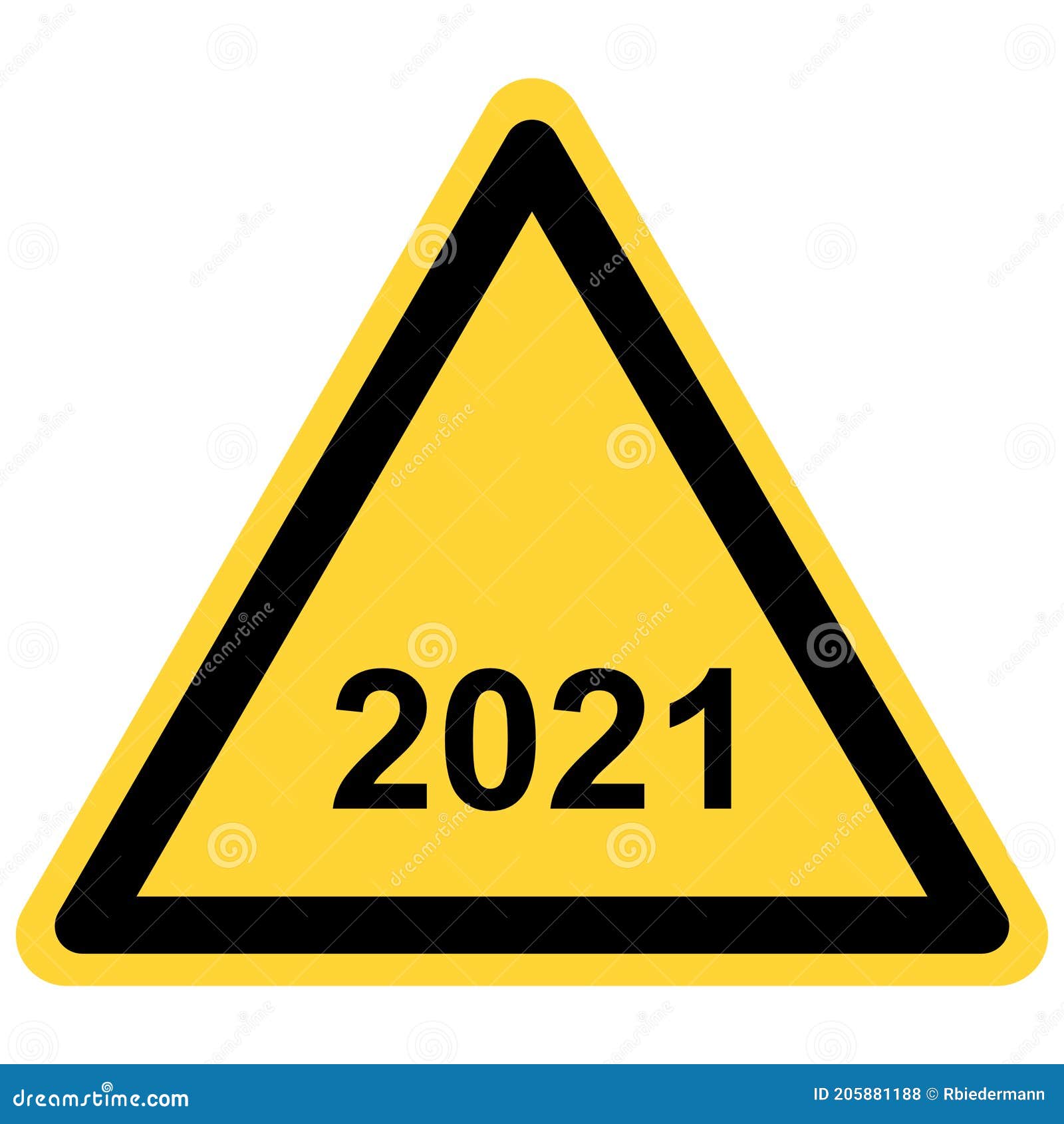 Year 2021 and danger sign stock vector. Illustration of graphic - 205881188