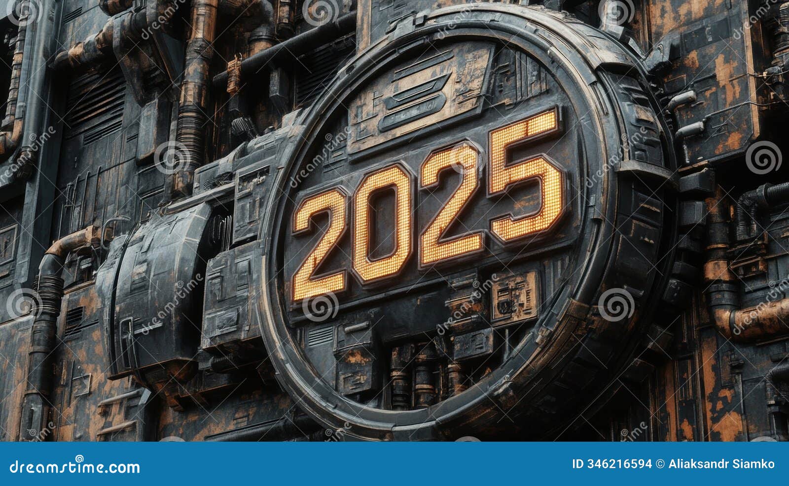 The Year 2025 Depicted with Metallic Industrial Textures Stock ...