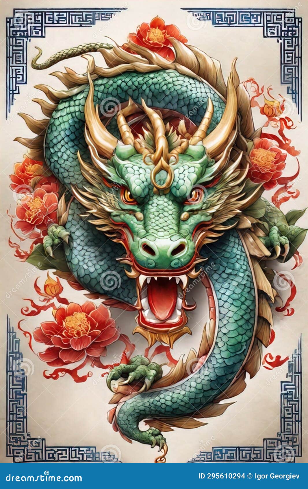 Year of Dragon Chinese Zodiac Illustration Stock Illustration ...