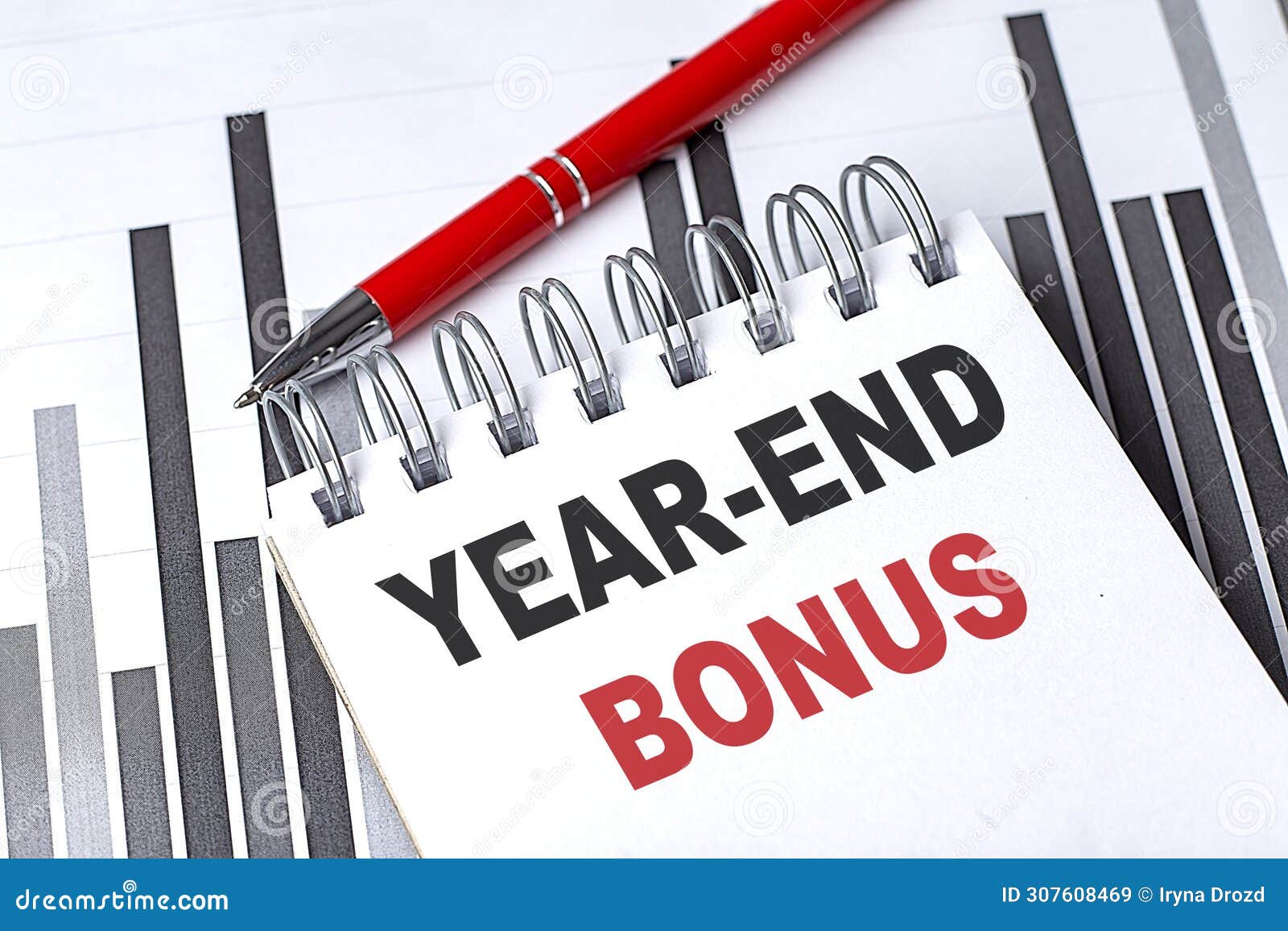 YEAR-END BONUS Text Written on Notebook with Pen on Chart Stock Image ...