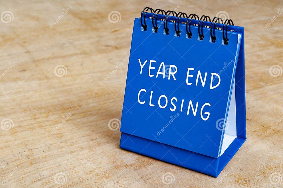 Year End Closing Text on Blue Notepad with Customizable Space for Text ...