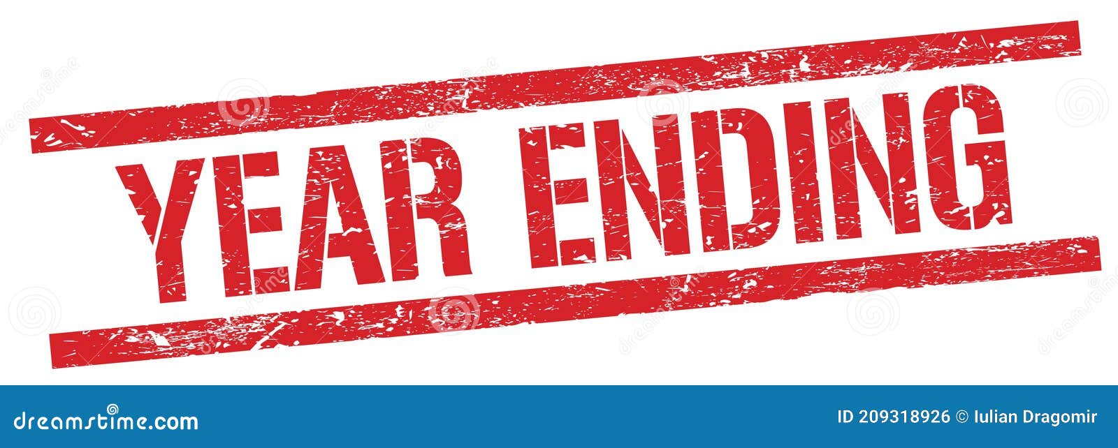 YEAR ENDING Text on Red Grungy Rectangle Stamp Stock Illustration ...