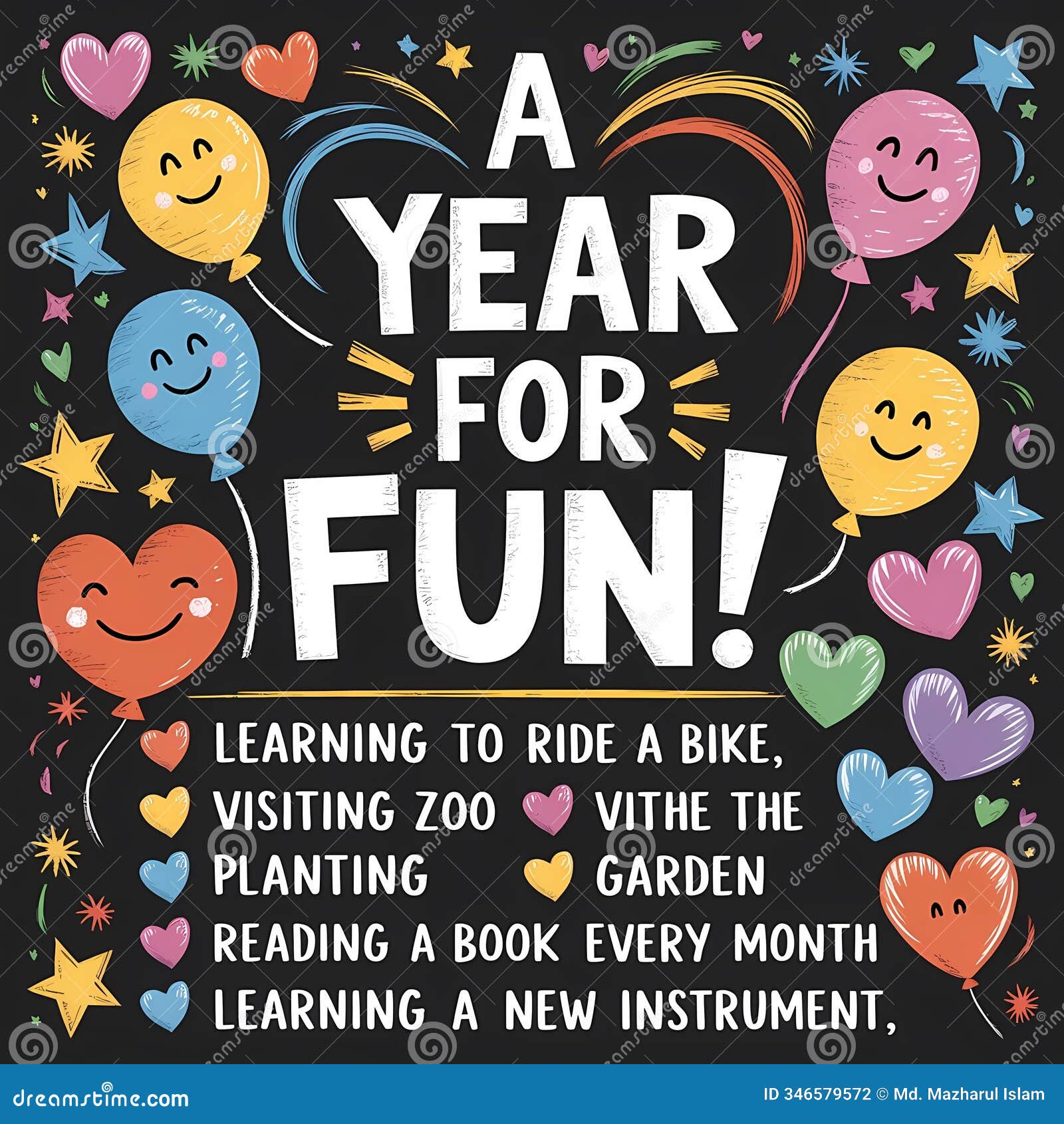 A Year of Fun: a Whimsical Illustration. Stock Illustration ...