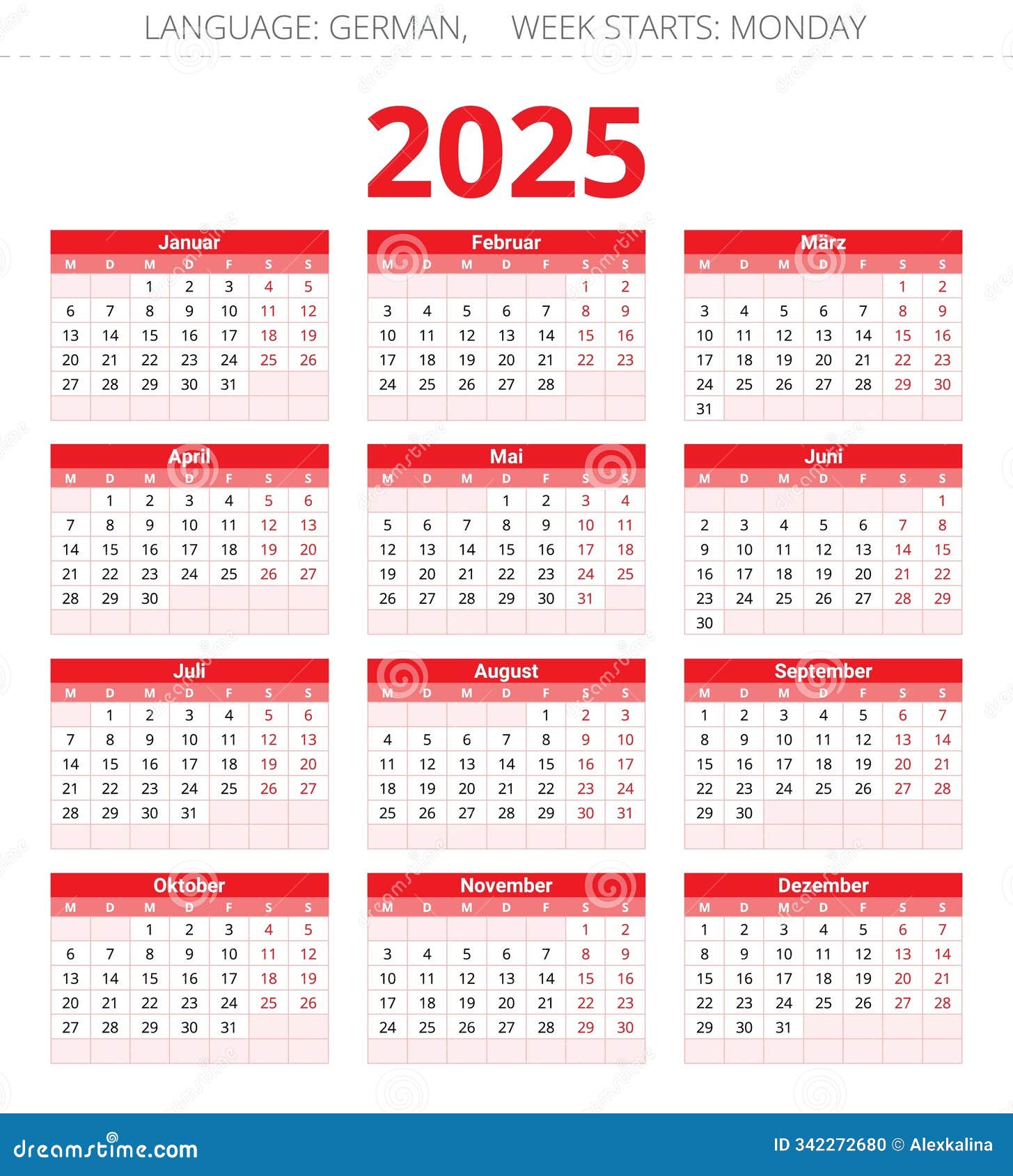 German Calendar 2025: Plan Year With Vector Illustrations Of Germany ...