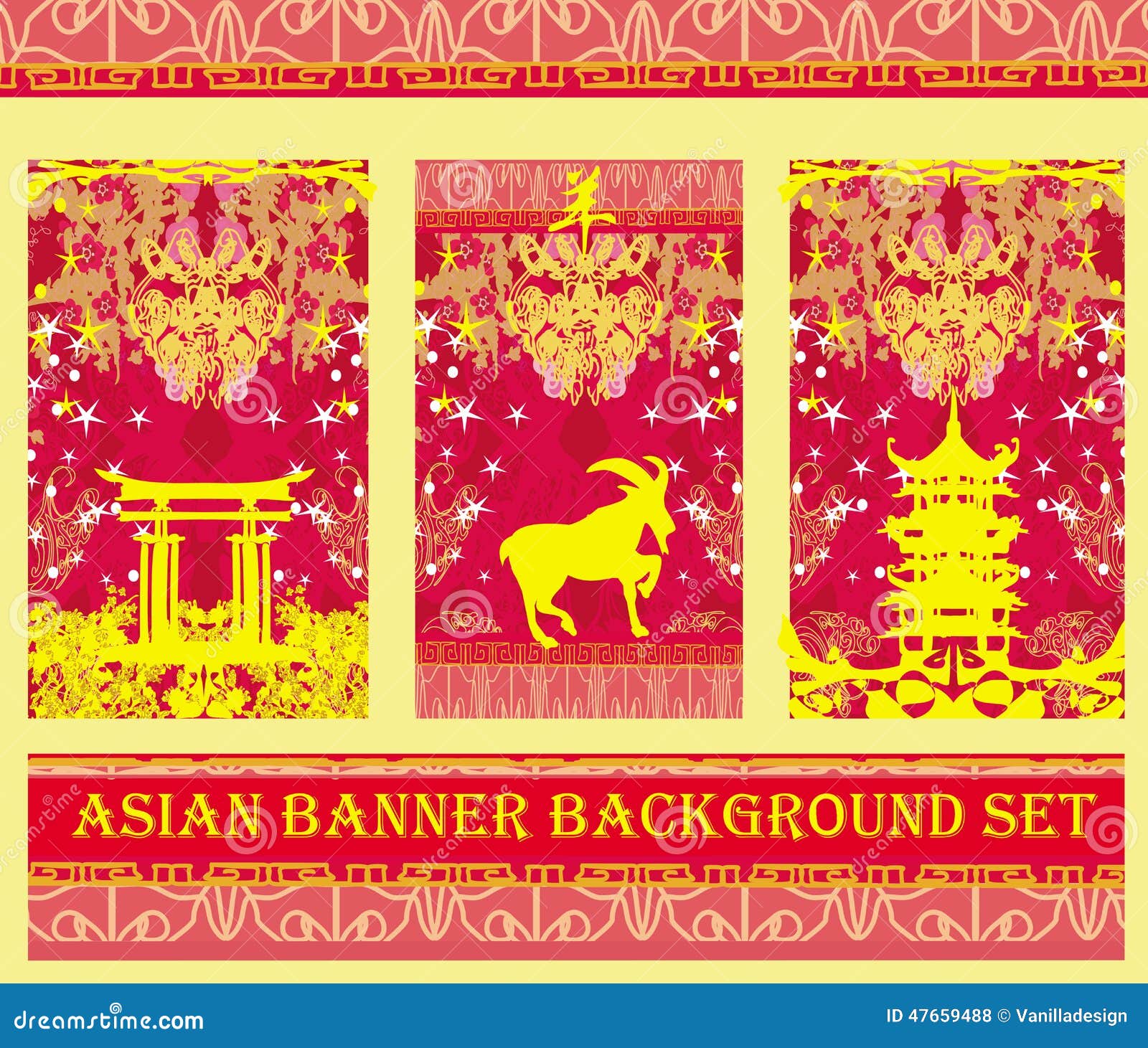Year of the Goat Banners Set Stock Vector - Illustration of blossom ...