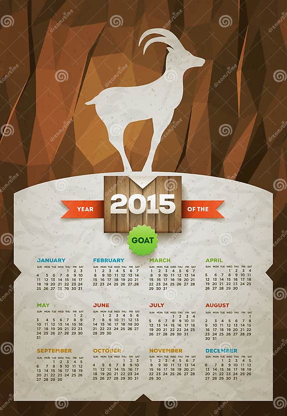 Year of the Goat 2015 Calendar Stock Vector - Illustration of organizer ...