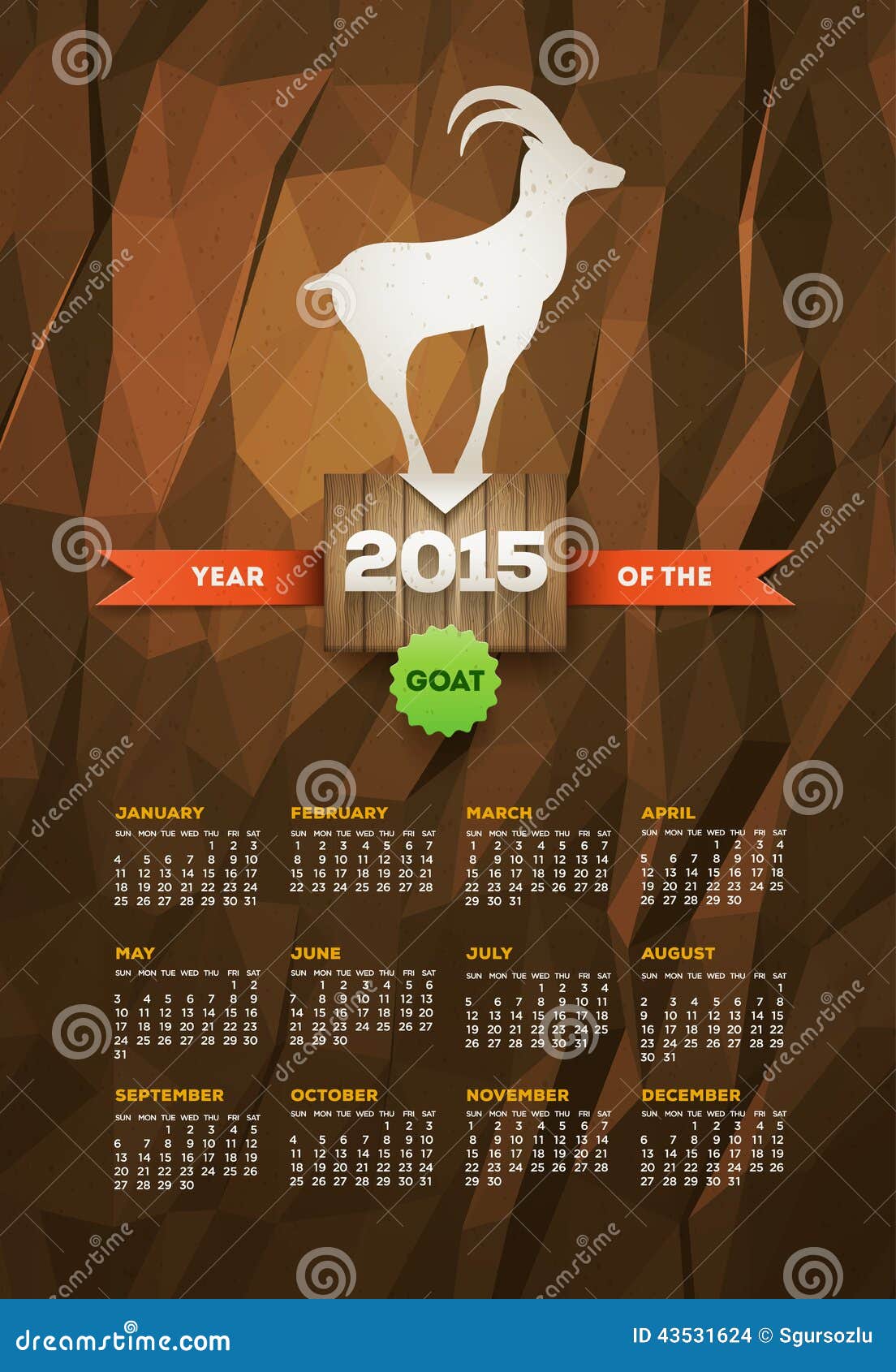 Year of the Goat 2015 Calendar Stock Vector - Illustration of paper ...
