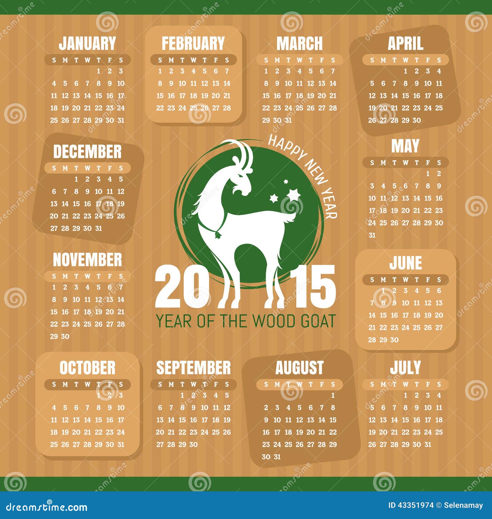 Year of the goat calendar stock vector. Illustration of concept - 43351974