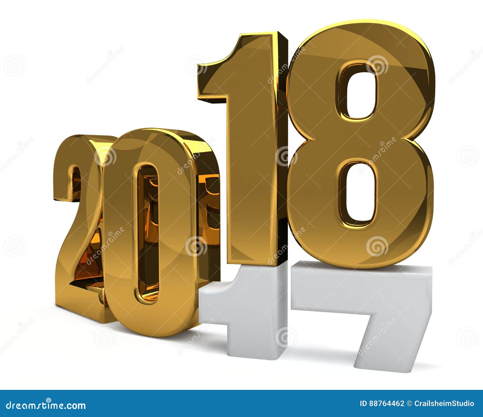 2018 Year Golden 3d Render Symbol Stock Illustration - Illustration of ...