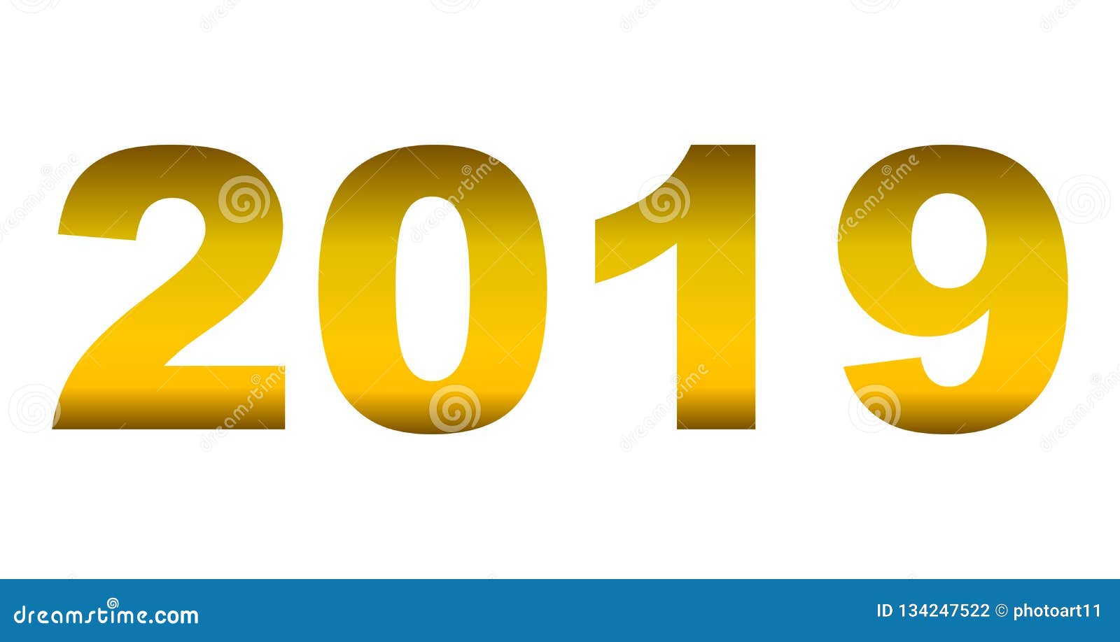 Year 2019 - Golden Gradient Reflection, Isolated Numbers - Vector Stock ...