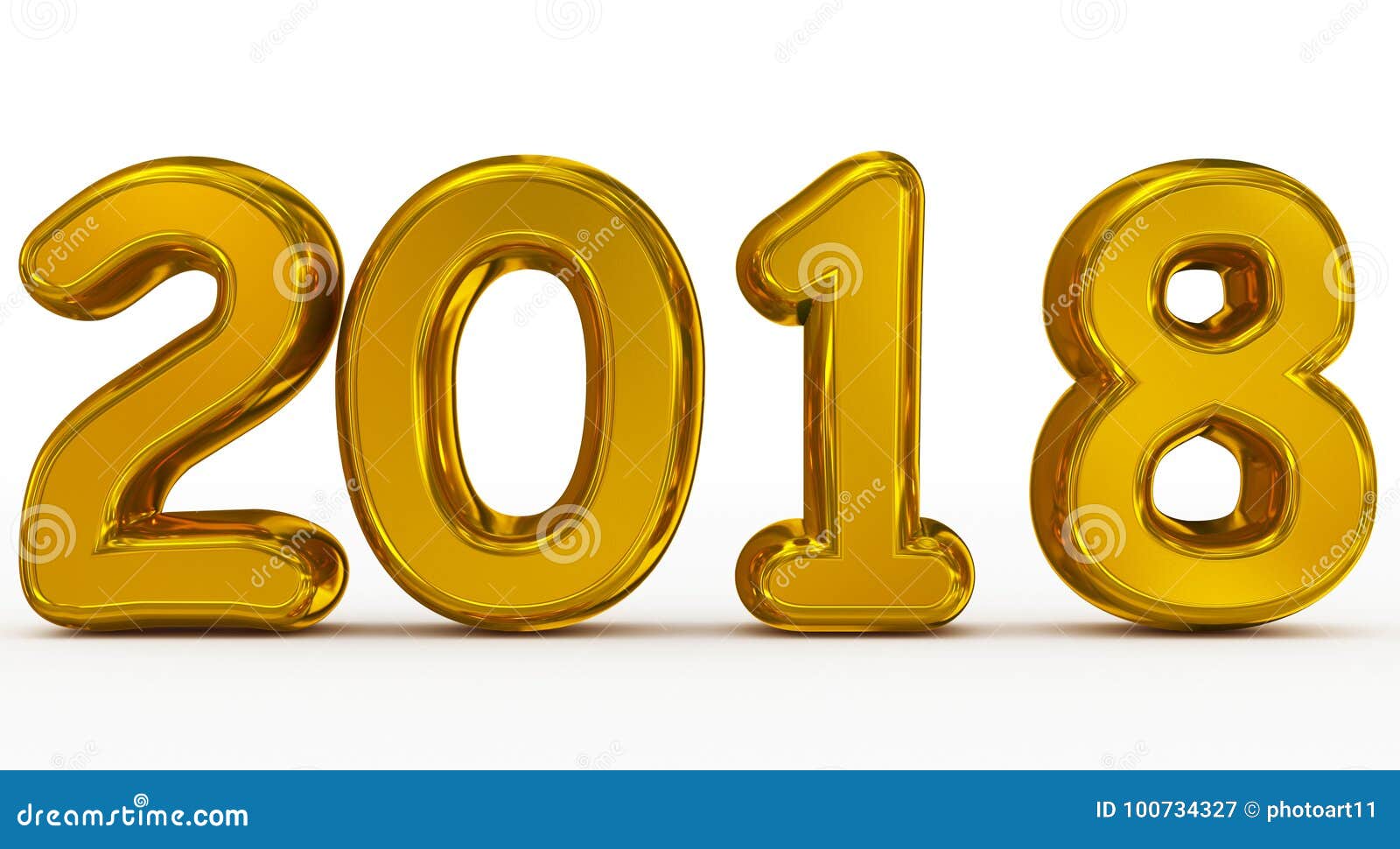 Year 2018 Golden Rounded 3d Numbers Isolated on White Stock ...