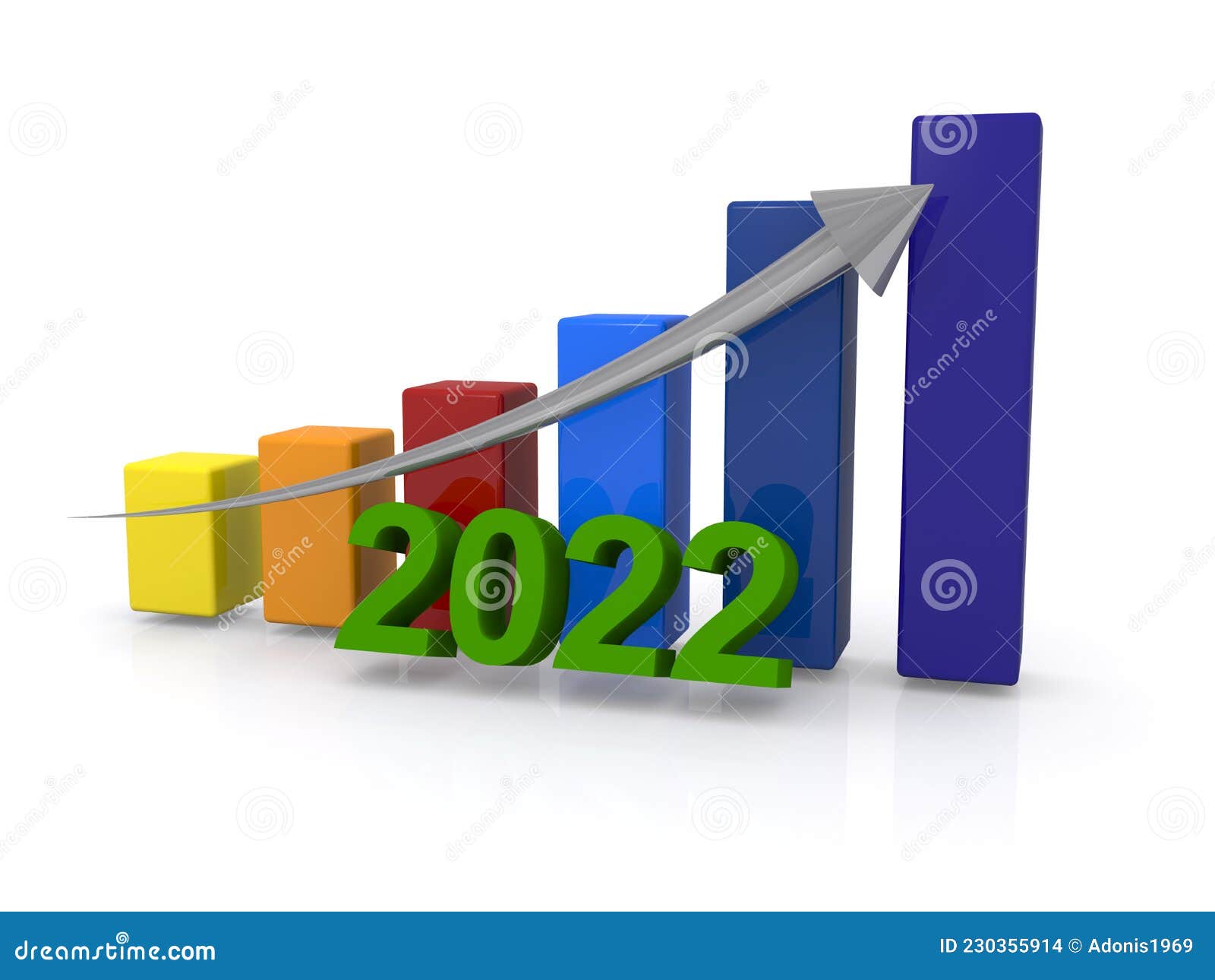Year 2022 with Graph Chart on White Stock Illustration - Illustration ...