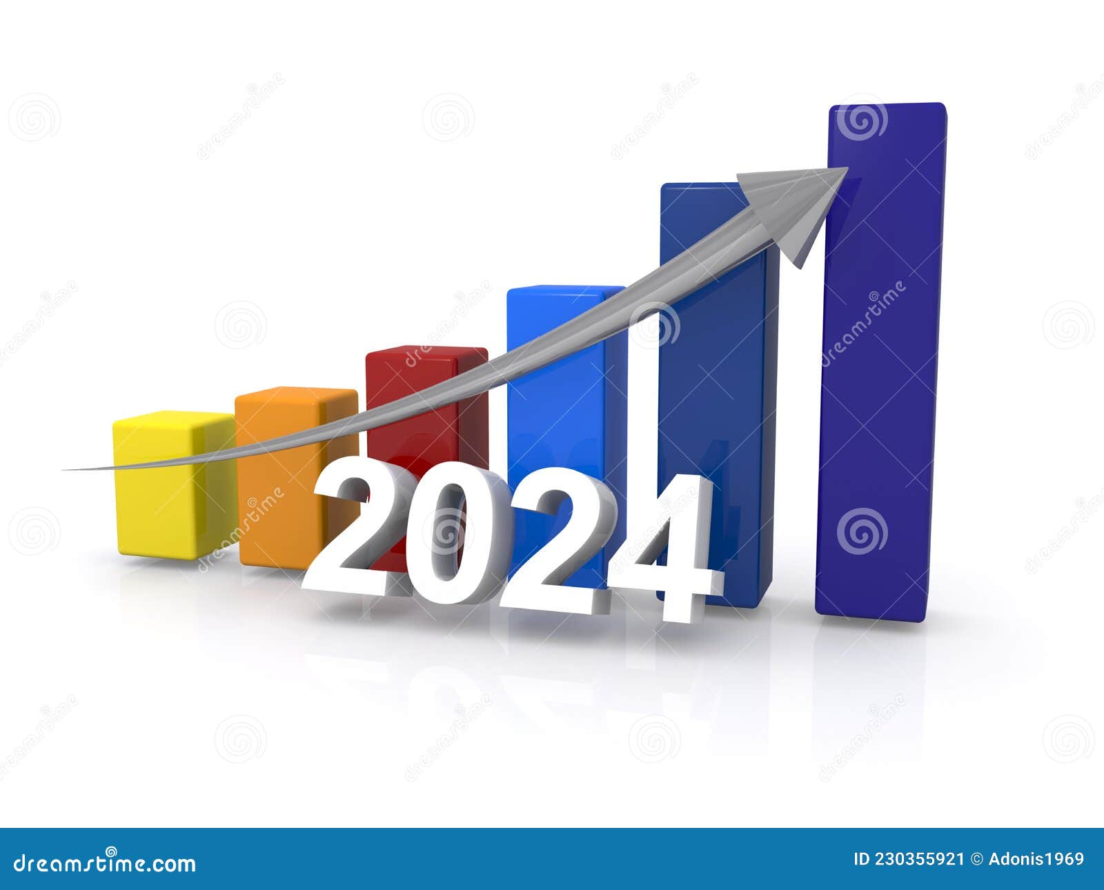 Year 2024 with Graph Chart on White Stock Illustration - Illustration ...