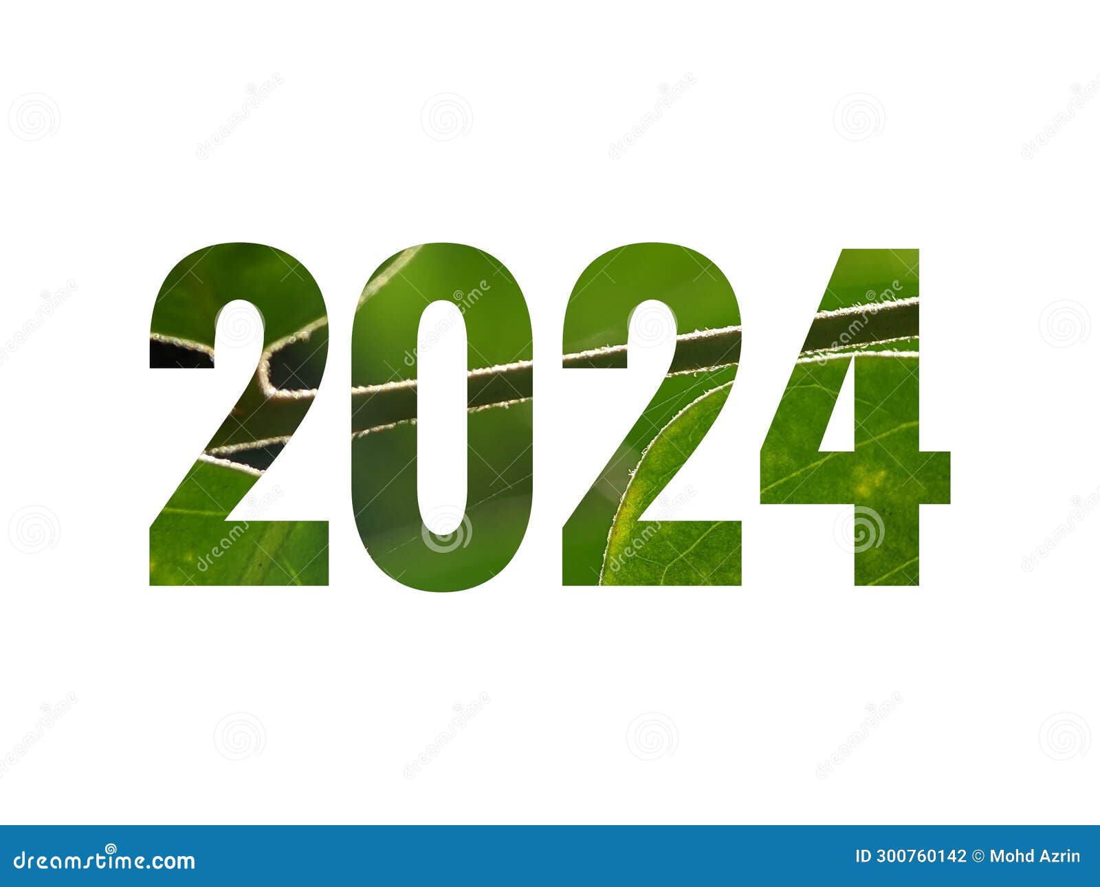 The Year 2024 with a Green Leaf Pattern Stock Photo - Image of graphic ...