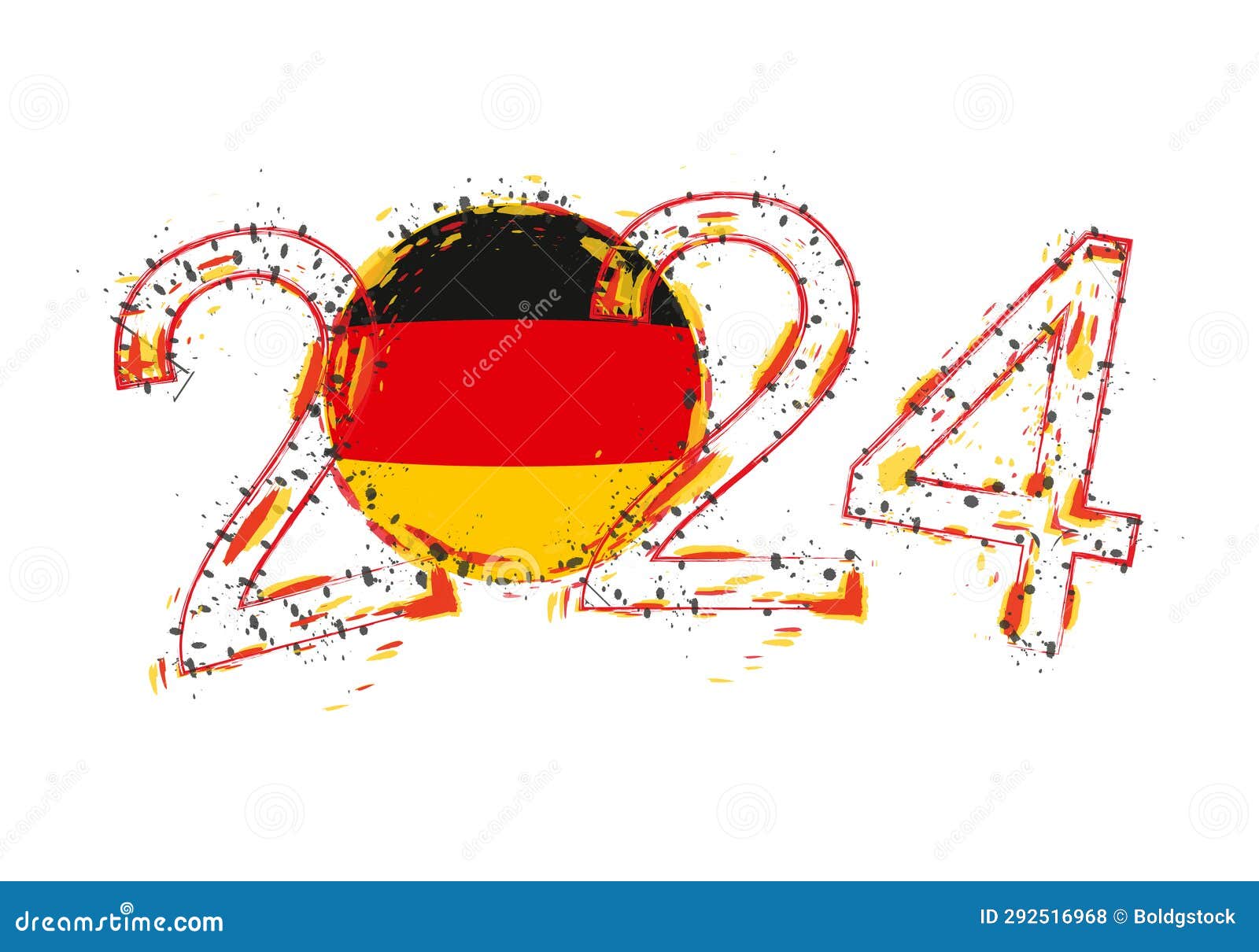 2024 Year in Grunge Style with Flag of Germany Stock Vector ...