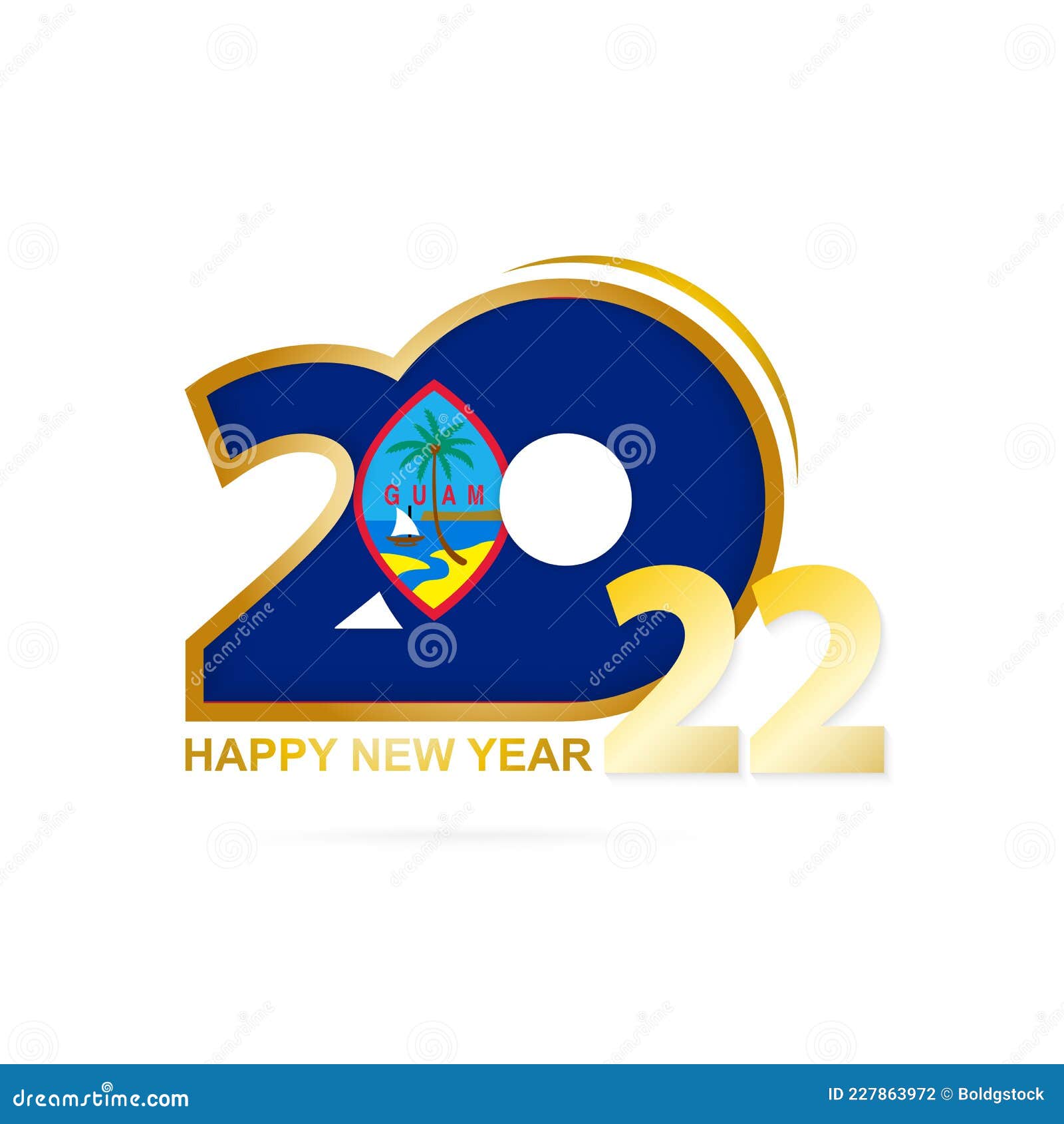 Year 2022 with Guam Flag Pattern. Happy New Year Design Stock Vector ...