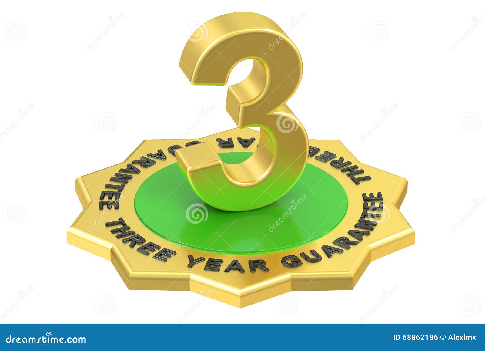 3 Year Guarantee Label, 3D Rendering Stock Illustration - Illustration ...