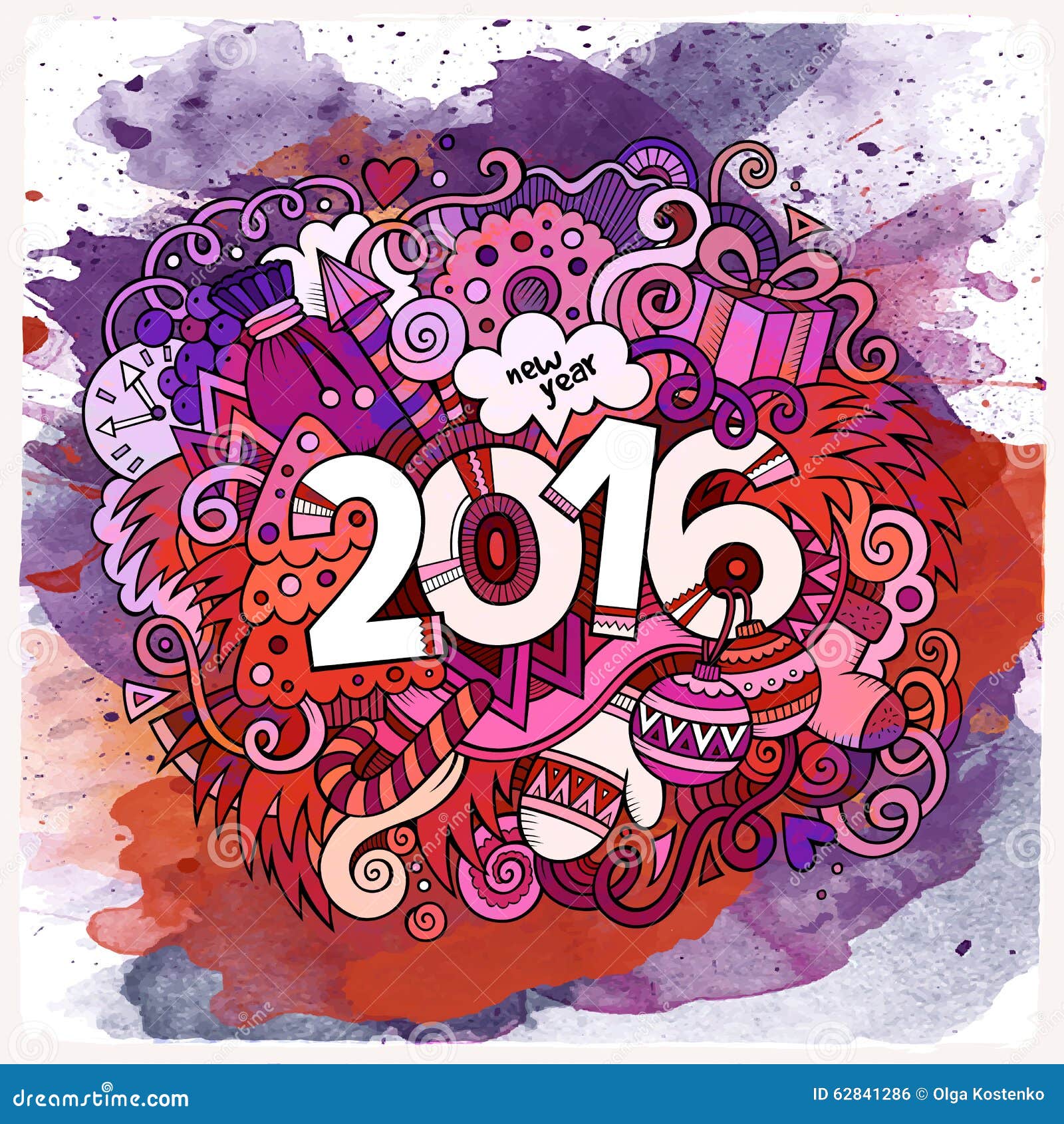 2016 Year Hand Lettering and Doodles Elements Stock Vector ...